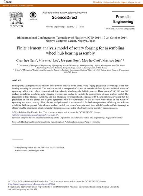Pdf Finite Element Analysis Model Of Rotary Forging For Dokumen Tips