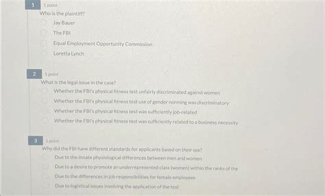 Solved 11 ﻿pointWho is the plaintiff?Jay BauerThe FBIEqual | Chegg.com