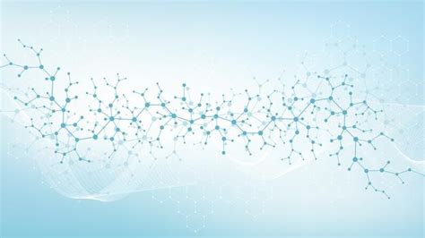 분자 구조 배경입니다 Dna 분자가 있는 과학 템플릿 벽지 또는 배너입니다 추상 과학 분자 배경입니다 웨이브 흐름 혁신