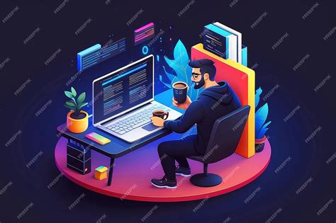 3d Programmer Book And Coffee Vector Illustration Developer Hacker Premium Ai Generated Image