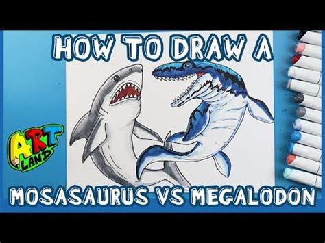 How To Draw MOSASAURUS VS MEGALODON YouTube Megalodon Drawings Draw