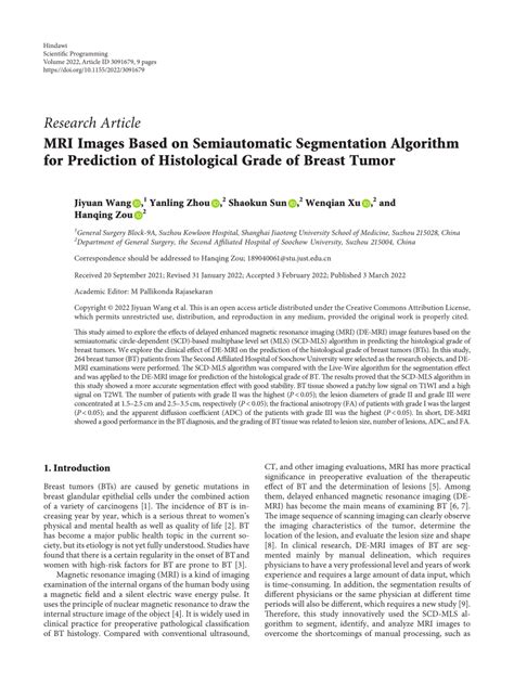 Pdf Mri Images Based On Semiautomatic Segmentation Algorithm For