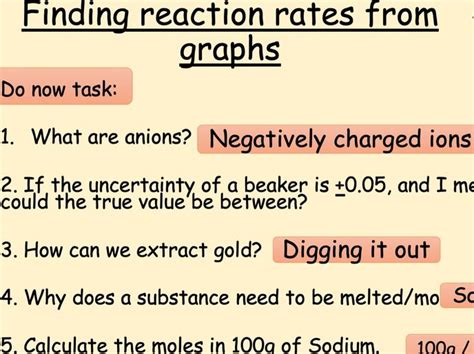 C6 Finding Reaction Rates From Graphs Teaching Resources