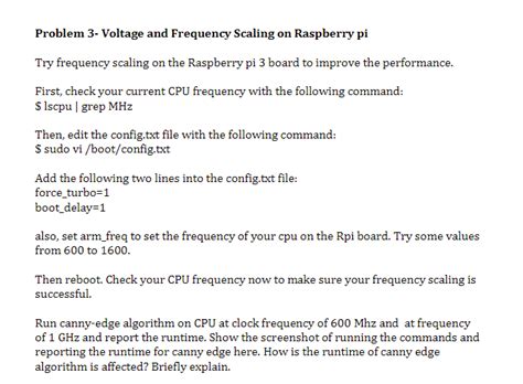solved problem 3 voltage and frequency scaling on raspberry