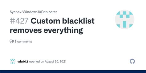 custom blacklist removes everything · issue 427 · sycnex