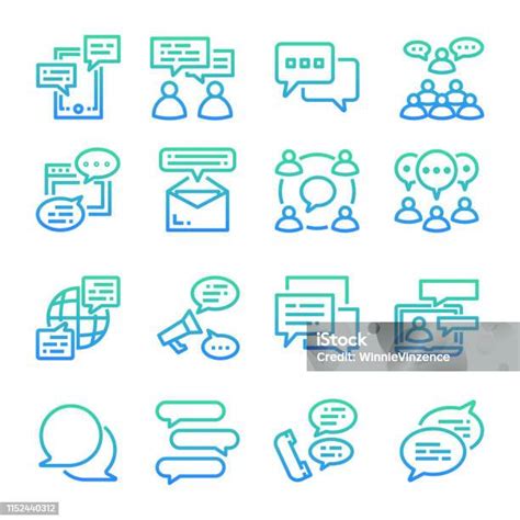 사람 커뮤니케이션 대화 회화 그라데이션 아이콘 벡터 세트 기포에 대한 스톡 벡터 아트 및 기타 이미지 기포 대화 풍선 문자