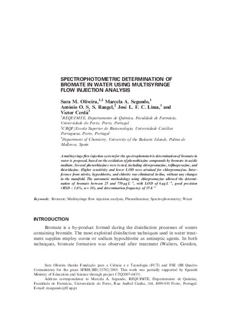 Pdf Spectro Photometric Determination Of Bromate With O Arsanilic Acid
