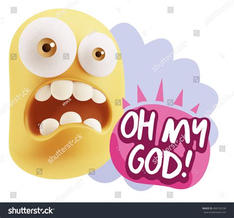 3d Rendering Surprise Character Face Emoticon Stock Illustration