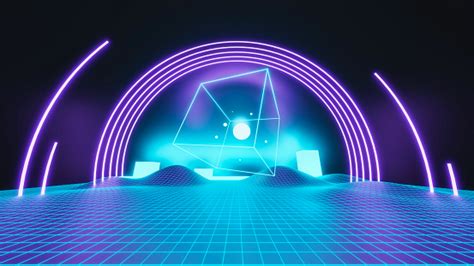 포디움 쇼 제품 빈 단계 상품용 장소 색의 네온 조명 제품을 선물하는 장소 복고풍 스타일 공상 과학 스타일 3d 렌더링 이미지 0명에 대한 스톡 사진 및 기타 이미지