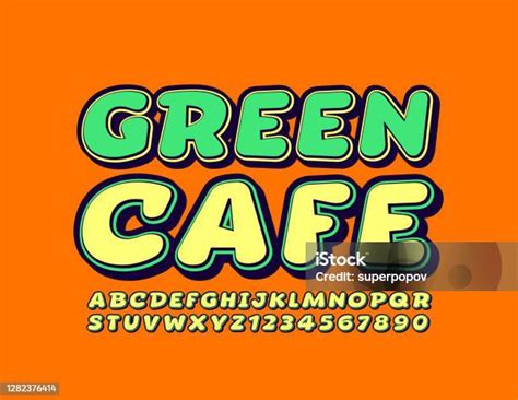 벡터 크리에이티브 사인 그린 카페 밝은 알파벳 문자 및 숫자 세트 0명에 대한 스톡 벡터 아트 및 기타 이미지 0명 건강한 생활방식 건강한 식생활 Istock