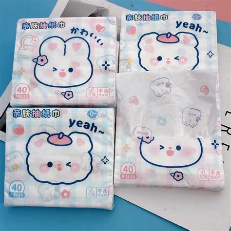 𝗝𝘀 𝗦𝗲𝗹𝗳𝗰𝗮𝗿𝗲 Cartoon Tissue Cute Printed 40pcspackage 3ply Bear Tisu 卡通 印花 纸巾 Self Care Shopee