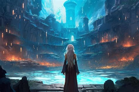 Premium Photo Mage Cute Woman Fantasy Dungeon Generate Ai