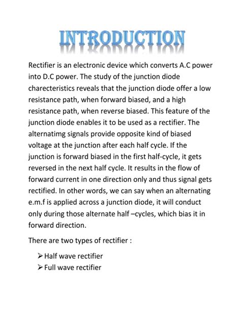 Physics Class 12 Full Wave Rectifier Project File Pdf Rectifier