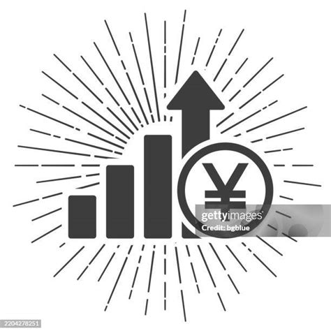 Yen Rate Increase Icon With Sunbursts On White Background High Res