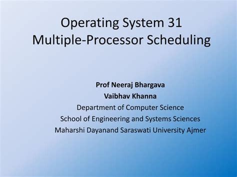 Operating System 31 Multiple Processor Scheduling Pptx Operating