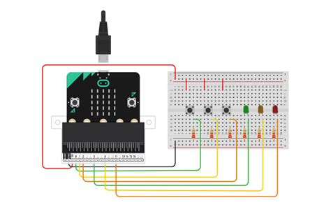 Circuit Design Tres Pulsadores Y Tres Led´s Valle Serrano 3ºd Tinkercad
