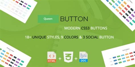 queen button a modern css3 buttons collection by motiursoft codester