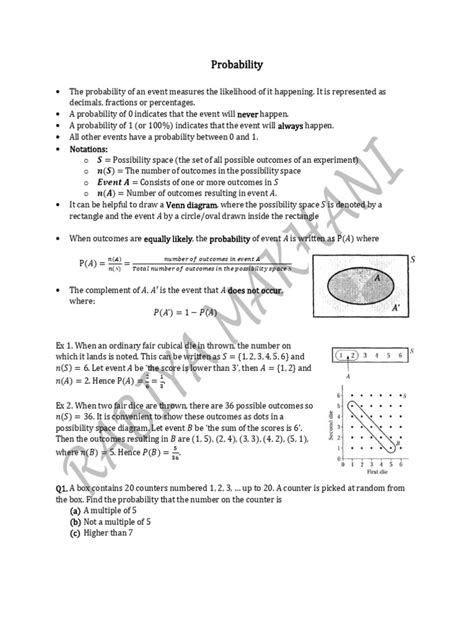 Probability Lecture Pdf Probability Mathematics