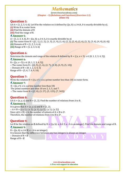 NCERT Solutions For Class 11 Maths Chapter 2 Exercise 2 2