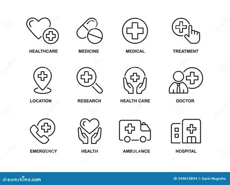 Healthcare And Medical Icon Set Outline Vector Icons Collection Stock