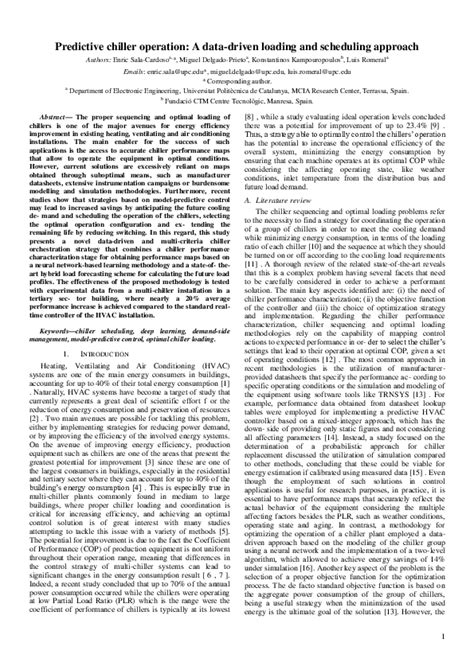 Pdf Predictive Chiller Operation A Data Driven Loading And