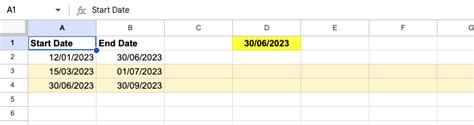 Highlight Row When Two Date Cells In Row Have A Date Between Them