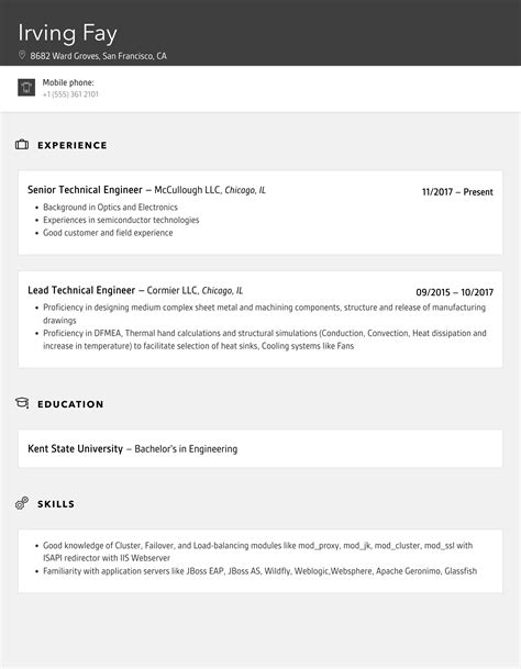 Technical Engineer Resume Samples Velvet Jobs