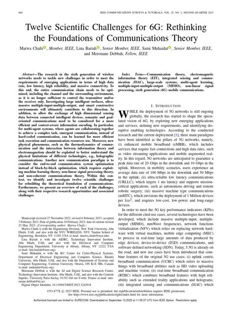 Twelve Scientific Challenges For 6g Rethinking The Foundations Of Communications Theory Pdf