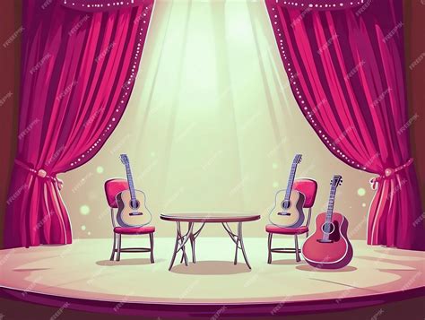 Caricature Cartoonstyle Vector Illustration Of An Empty Concert Stage