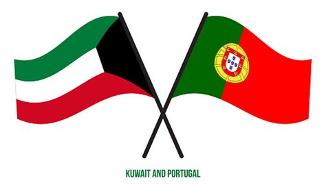 쿠웨이트와 포르투갈 국기가 교차하고 흔들리는 플랫 스타일 공식 비율 올바른 색상 0명에 대한 스톡 벡터 아트 및 기타 이미지 0명 경제 공휴일 Istock