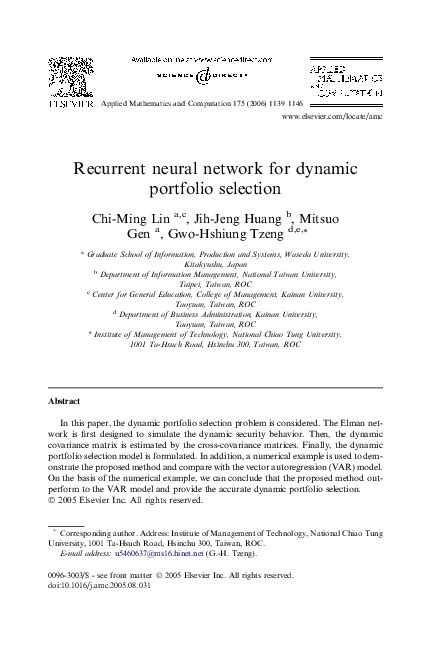 Pdf Recurrent Neural Network For Dynamic Portfolio Selection