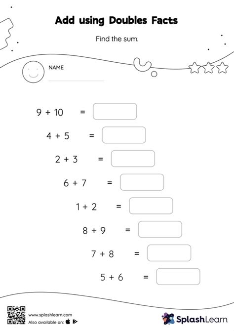 Add Using Doubles Facts Horizontal Addition Worksheet