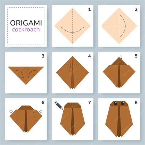 Premium Vector Cockroach Origami Scheme Tutorial Moving Model Origami