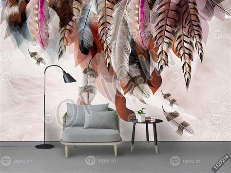 دانلود طرح کاغذ دیواری دیوار اتاق خواب پر پر مدرن نوردیک اوپیک