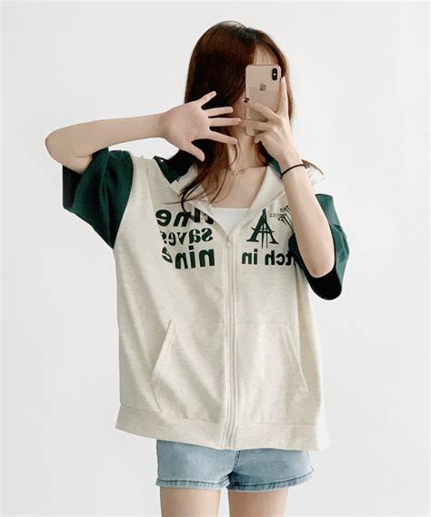 국내제작여름ver 타임 배색 오버핏 반팔 후드집업 여름 썸머 레터링 프린팅 루즈핏 기본 심플 학생 기본템 교복템 데일리룩 빅사이즈 나염 Y2k 캐주얼 스트릿패션