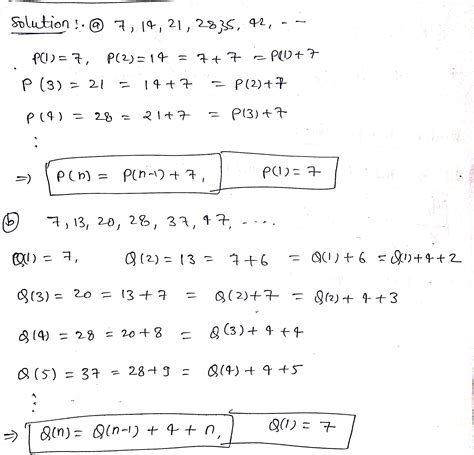 Solved Find Recurrence Relations That Yield The Following Sequences A 7 14 21 28 35 42