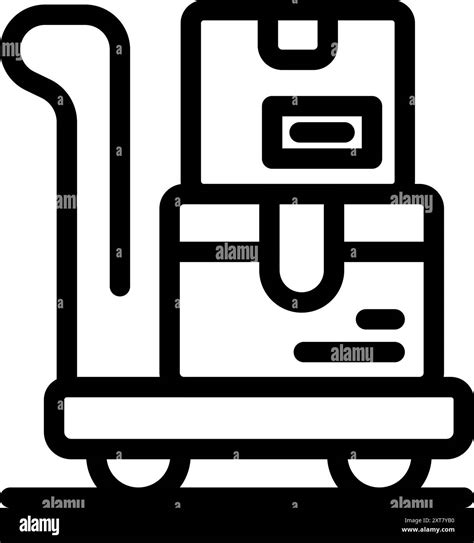 Line Icon Of A Warehouse Trolley Carrying Cardboard Boxes Representing Delivery Logistics And
