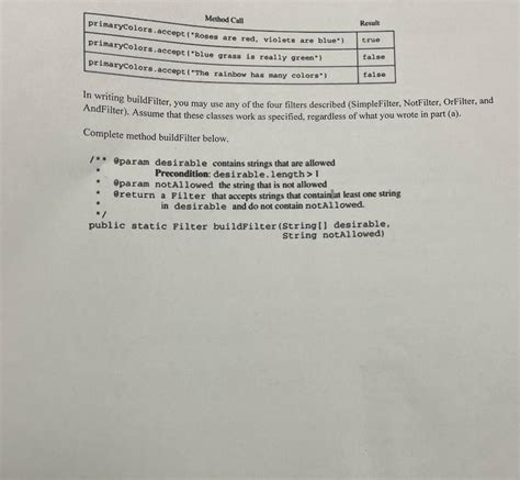 Solved 26 A Filter Is An Object That Examines Strings And