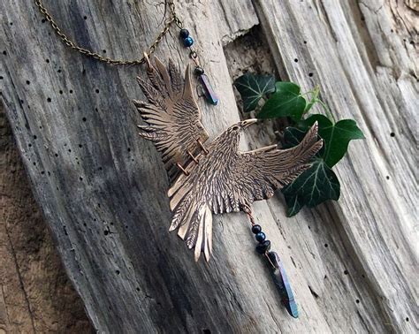 Raven Necklace Shaman Raven Crow Unique Gothic Supernatural Jewelry