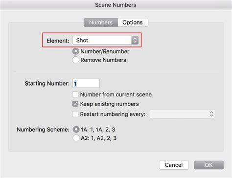 I Want To Number Other Elements Such As Shots Characters Or Dialogue Final Draft