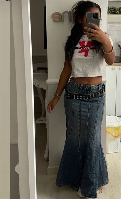 Long Denim Skirt Fashion Inspo Outfits Fashion Outfits 2000s