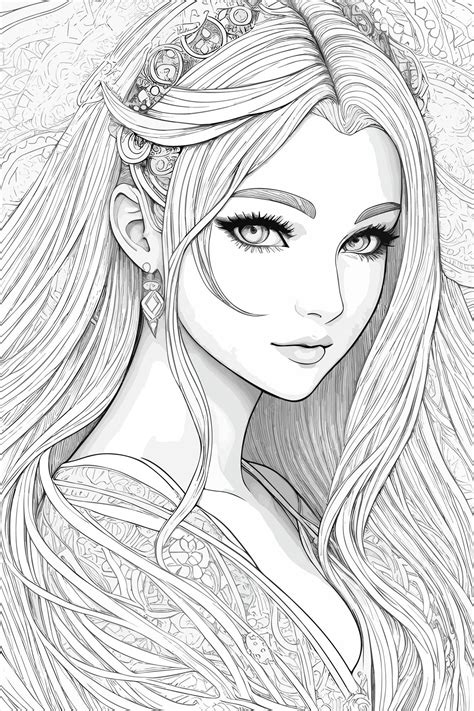 Premium Vector A Beautiful Girl With Long Hair And Long Hair