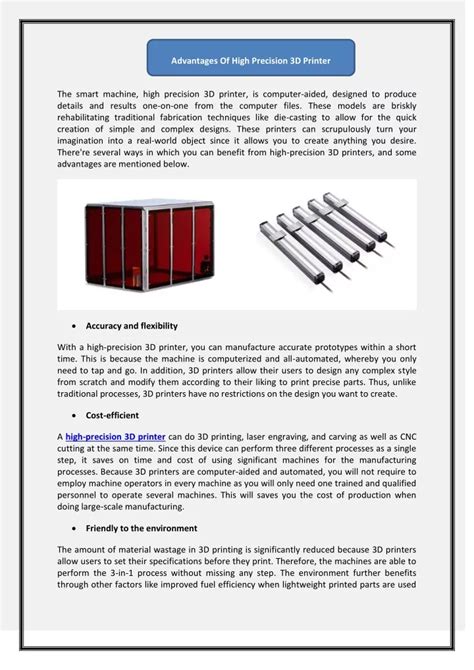Ppt Advantages Of High Precision 3d Printer Powerpoint Presentation