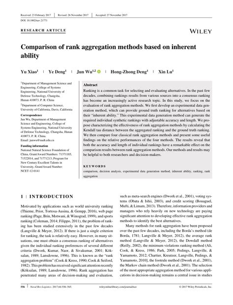 pdf comparison of rank aggregation methods based on inherent ability