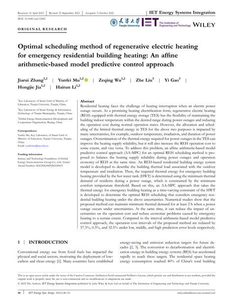 pdf optimal scheduling method of regenerative electric heating for