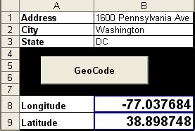 Geocode An Address Using Excel And Geocoder Us