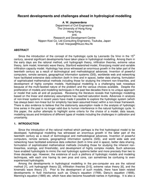 Pdf Recent Developments And Challenges Ahead In Hydrological Modelling
