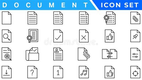 Document Line Icon Set Documents Symbol Collection Stock Illustration