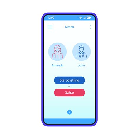 Dating App Interface Vector Template Mobile App Interface Blue Design Layout Smartphone Online