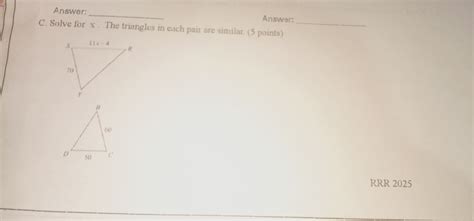 C Solve For X The Triangles In Each Pair Are Studyx